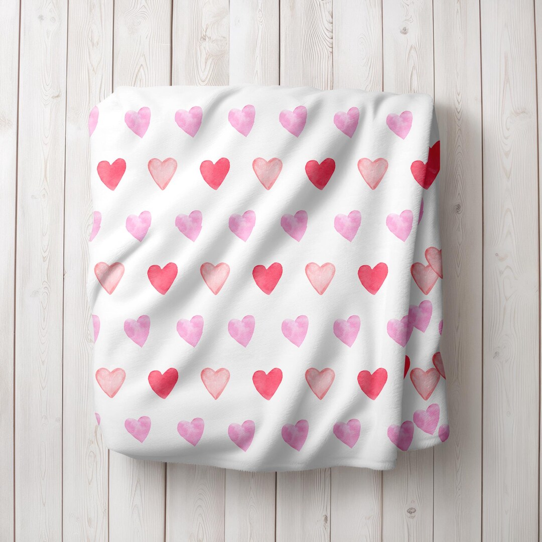 Valentine Heart Blanket Pink Hearts Throw Blanket Valentine Gift for ...
