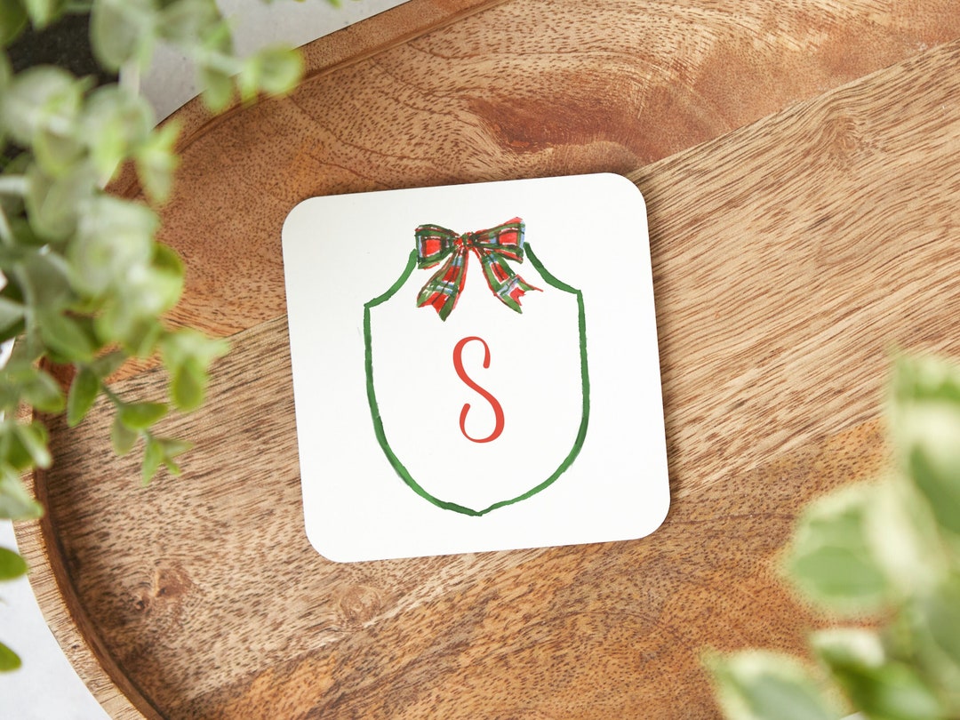 Personalized Christmas Coaster Holiday Coaster Set Monogram Christmas ...