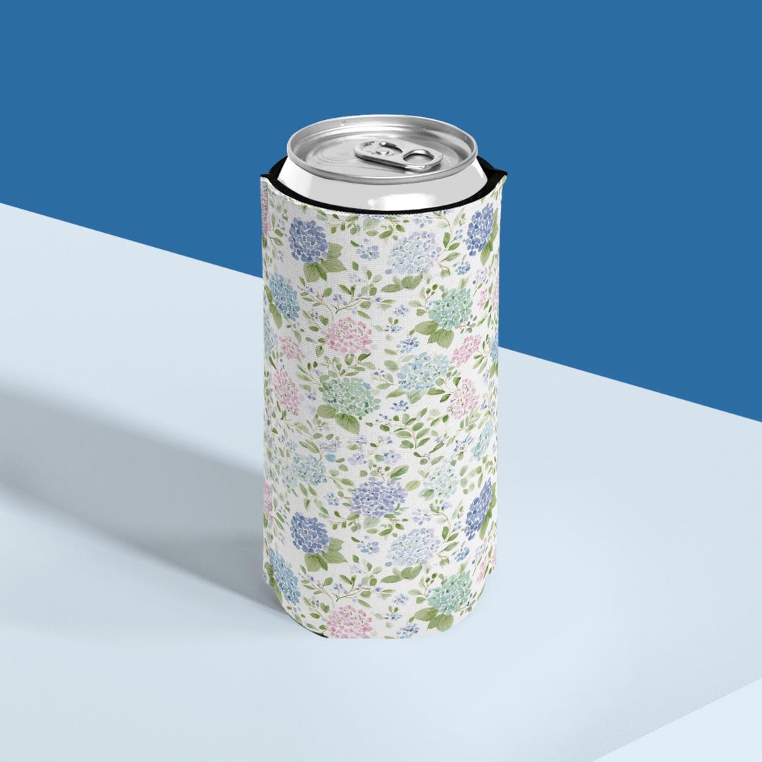Hydrangea Slim Can Cooler Personalized Drink Holder Grandmillennial ...