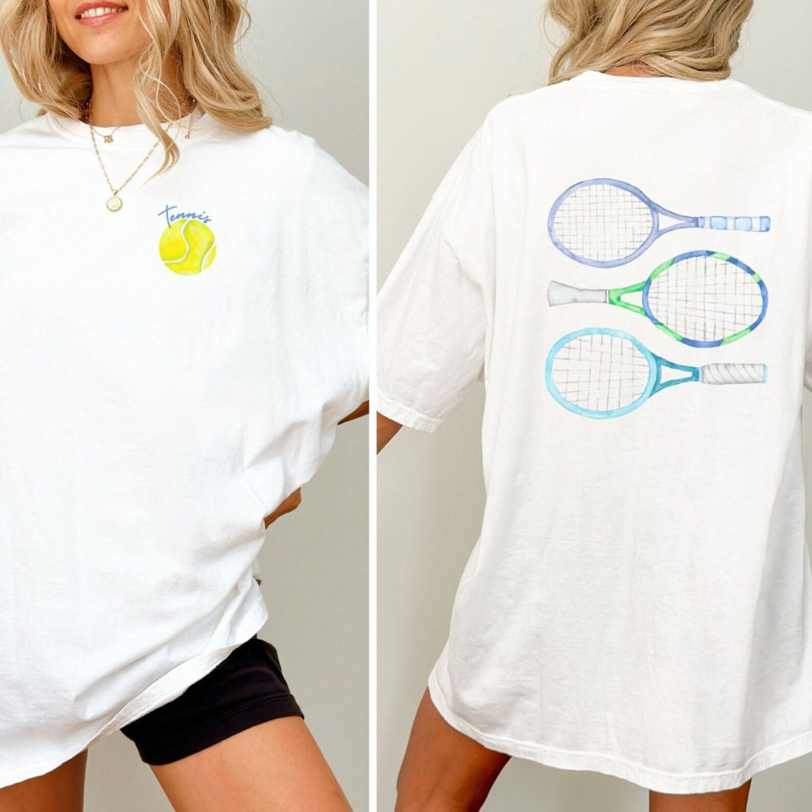 Preppy Tennis Rackets T-shirt: Comfort Colors Graphic Tee - Etsy