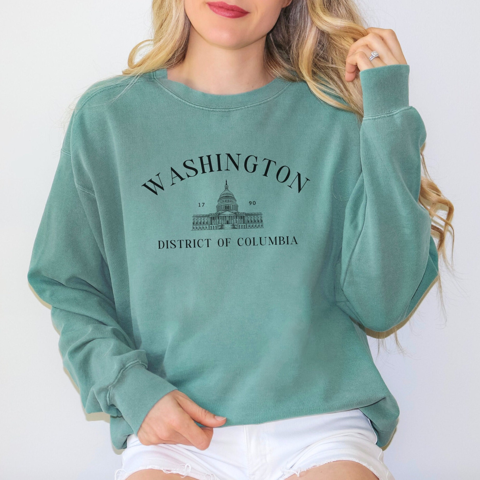 Washington DC Sweatshirt Comfort Colors D.C. Crewneck Washington DC ...