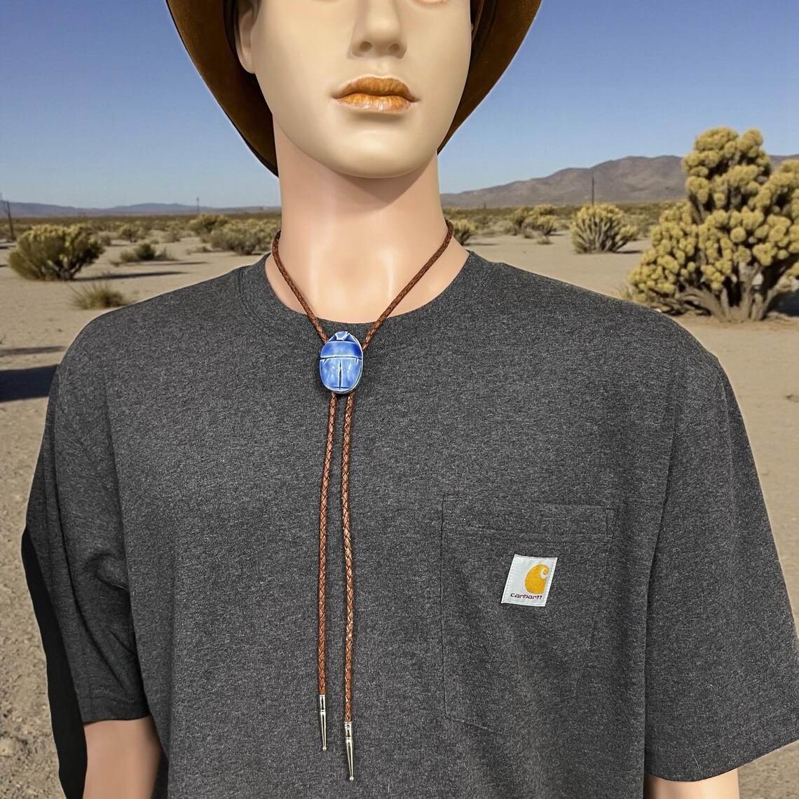 Unique Blue Faience Scarab Bolo Tie - Indiana Jones Style Treasure - Etsy