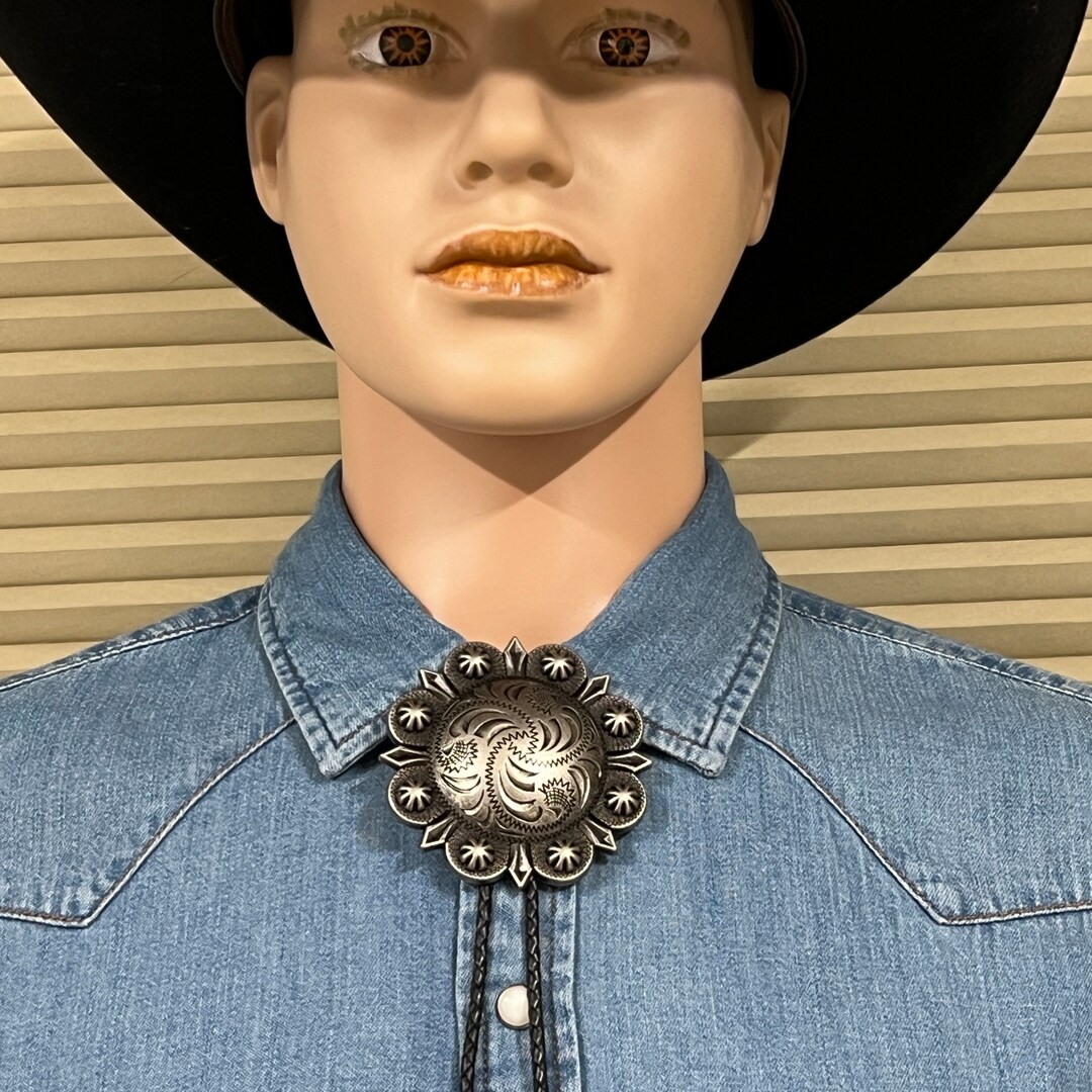 Statement Bolo Tie, 3" Berry Concho Bolo Tie Cowboy Tie, Lariat, Cowboy ...