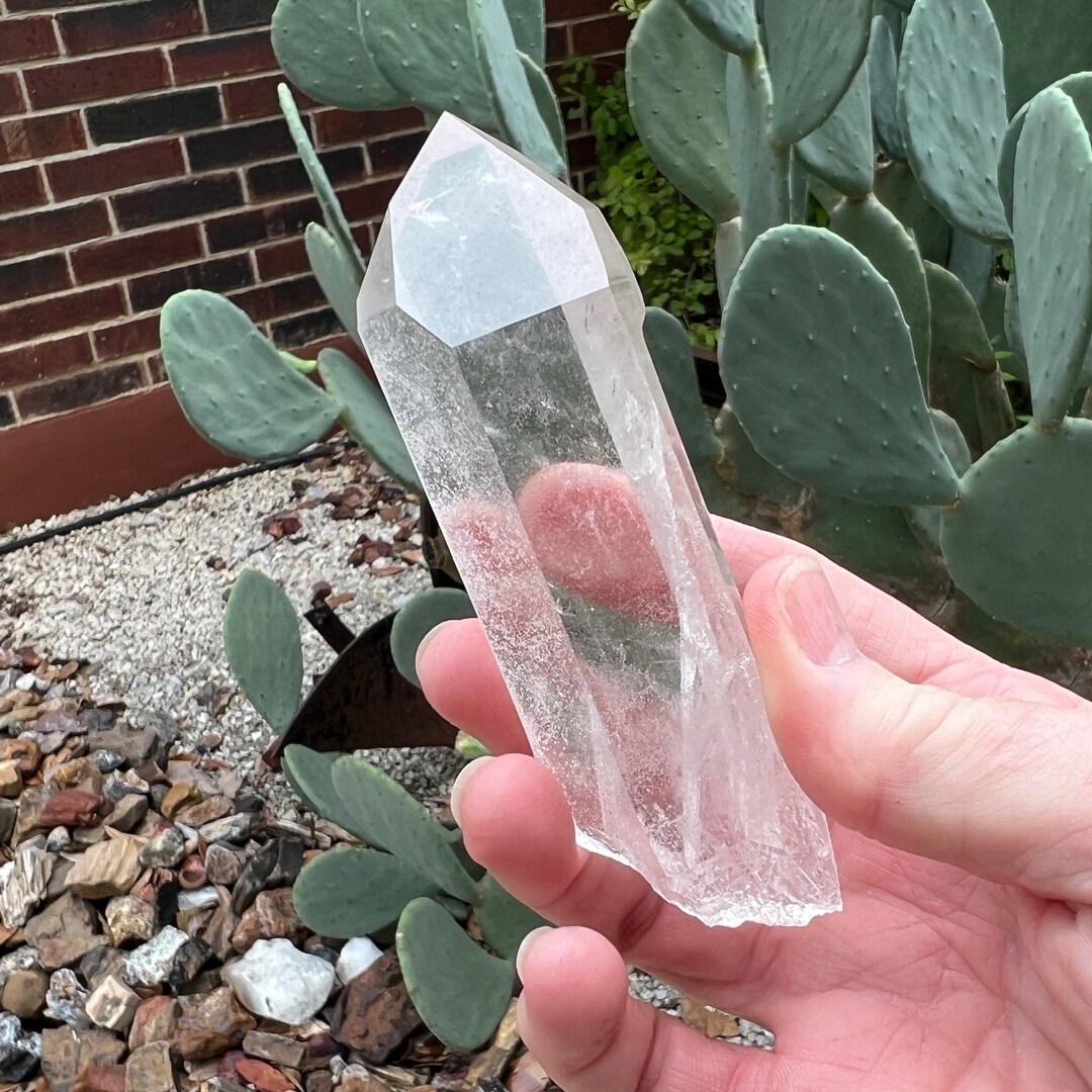 4" Natural Quartz Crystal Starbrary Devic Temple Point, Finely Etched ...