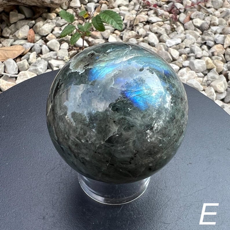 Blue Flash Labradorite Spheres (50mm) With Acrylic Stands - Stunning ...