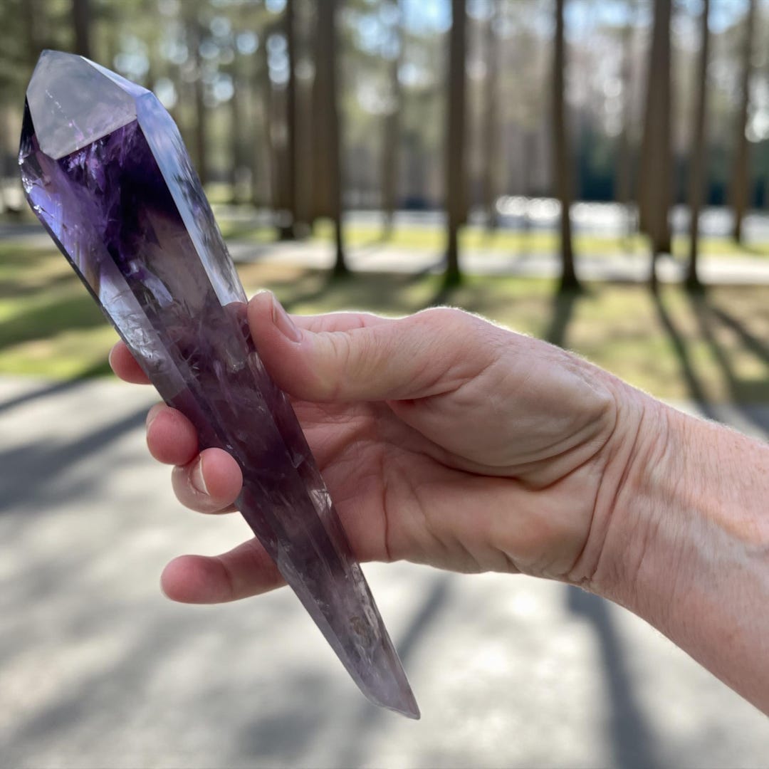 Natural Royal Bahia Amethyst Quartz Crystal Laser Wand: Polished 8.75 ...