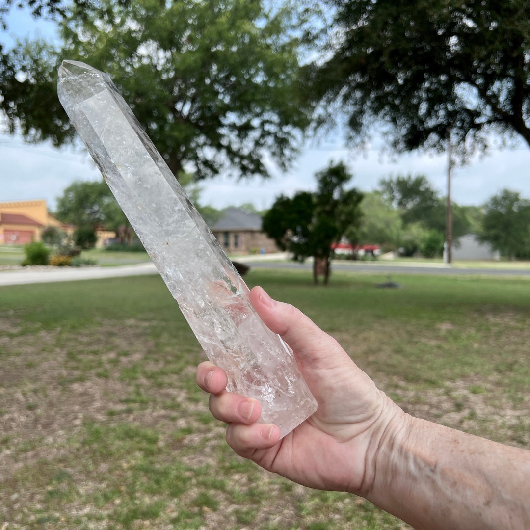 10" Clear Quartz Crystal Devic Temple Tower Point, 1.5 LBS, 676 Grams ...
