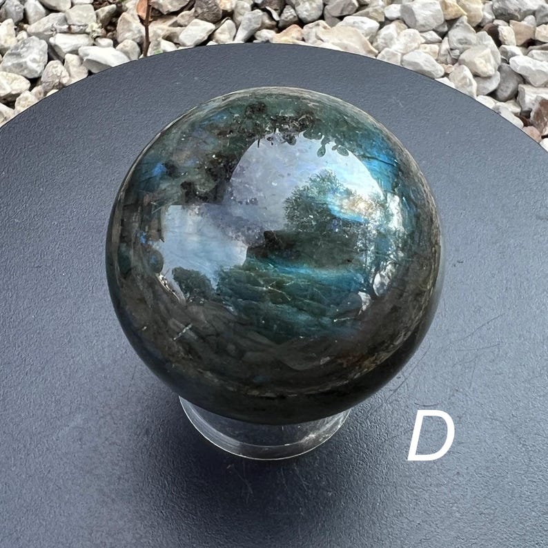 Blue Flash Labradorite Spheres (50mm) With Acrylic Stands - Stunning ...