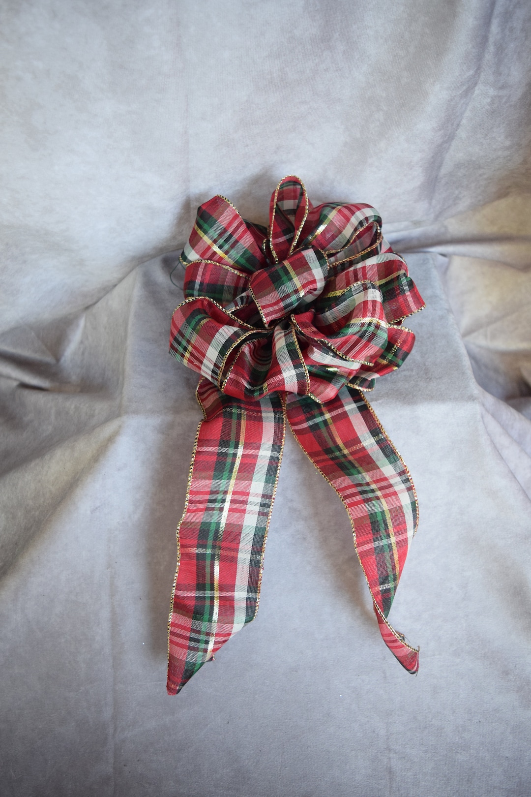 Bow/ 9" Plaid Bow With Streamers/ Bow Only / 2 1/2" Wide Ribbon / Red ...