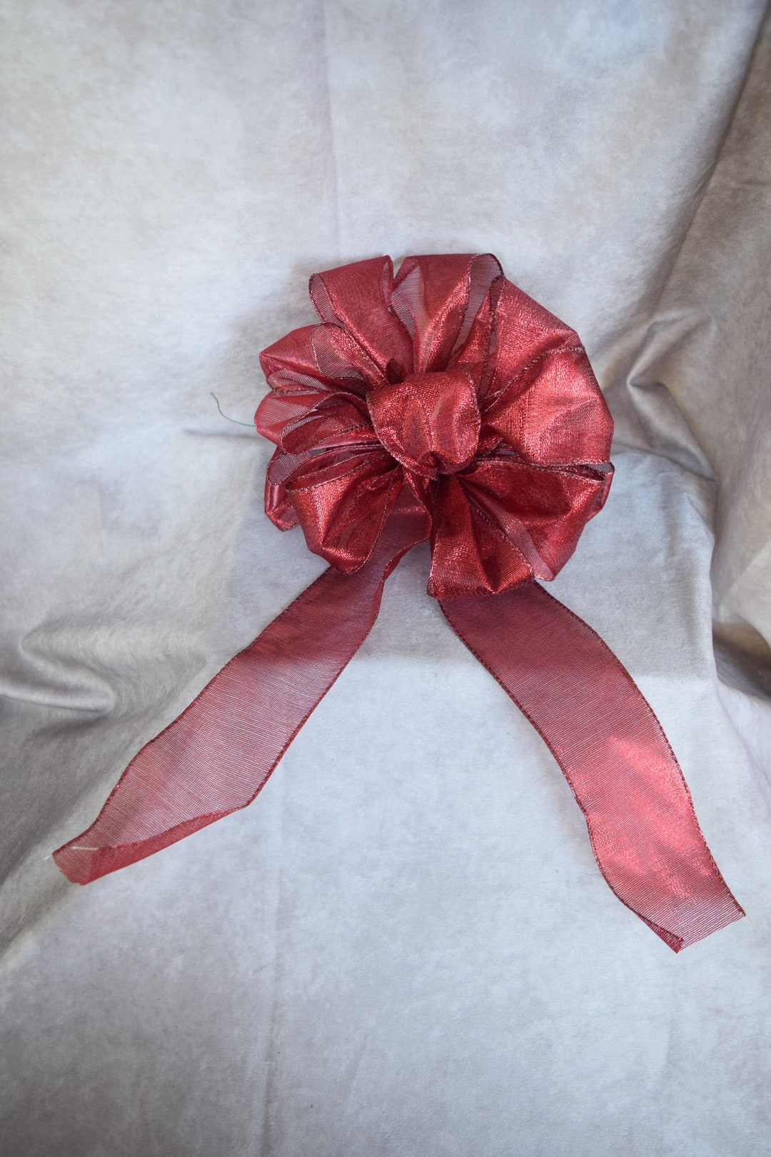Bow / 8" Dark Red Iridescent Sheer Wired Bow/ Bow Only / 2 1/2" Wide ...