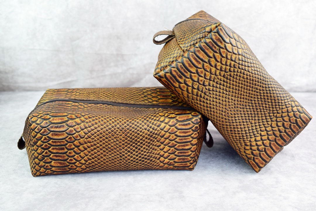 Dopp Bag/anaconda Embossed Genuine Cowhide Leather Dopp Kit / Father's ... Dopp Bag/anaconda Embossed Genuine Cowhide Leather Dopp Kit / Father's ...