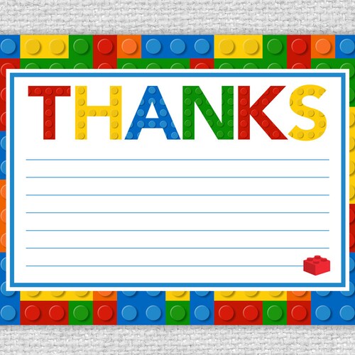 Printable Building Blocks Thank You Card Building Blocks | Etsy