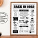 Back in 1992 Newspaper Sign Events Birthday Newspaper Poster Instant ...