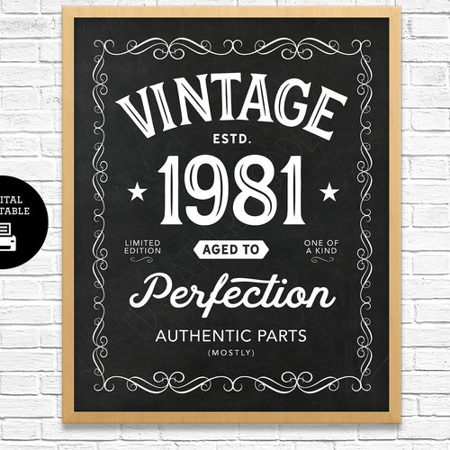 Aged to Perfection Sign Vintage 1981 Chalkboard Sign 1981 - Etsy