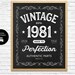 Aged to Perfection Sign - Vintage 1981 Chalkboard Sign - 1981 Sign ...