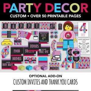 Girl Bricks Birthday Party - Bricks Printable Party - Girl Bricks ...