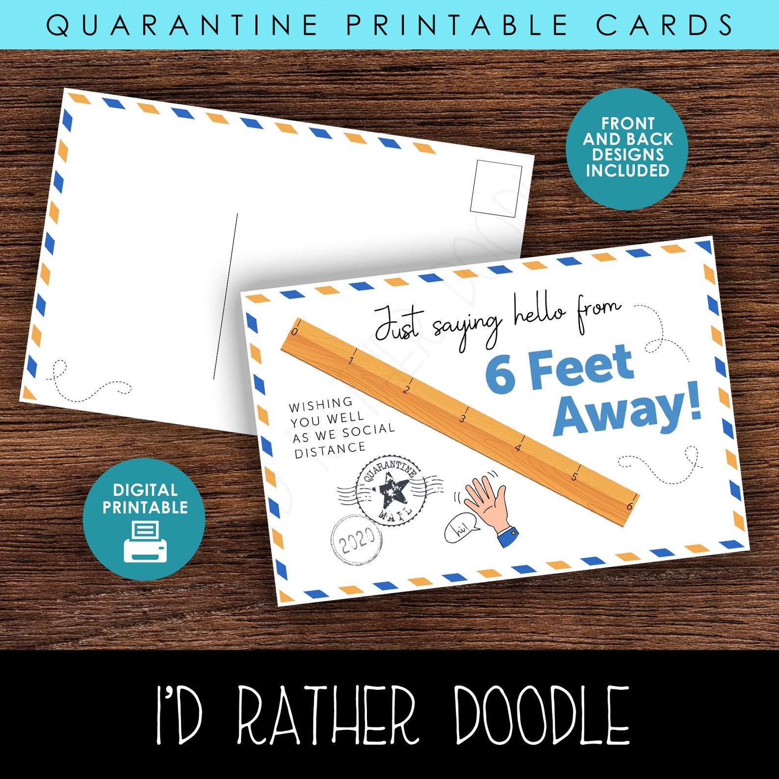 Quarantine Postcards - Social Distancing Printable 6"x4" Post Cards ...