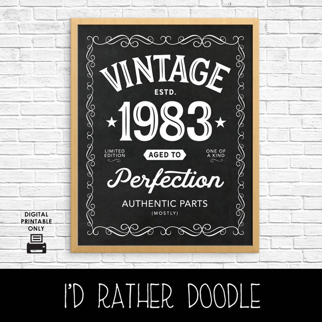 Aged to Perfection Sign - Vintage 1983 Chalkboard Sign - 1983 Sign ...