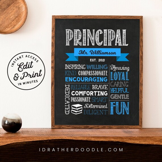 Editable Principal Chalkboard Sign Digital Printable - Etsy
