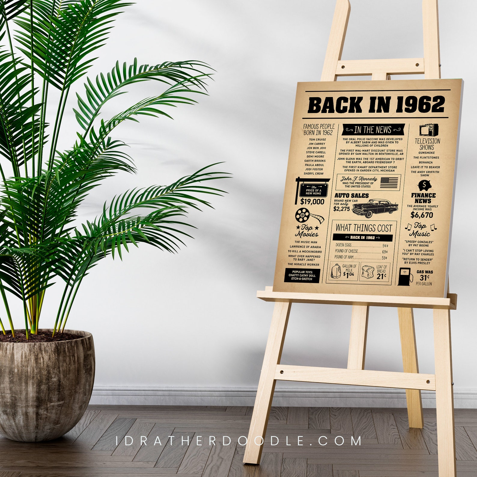Back in 1962 - Newspaper Sign - Events - Birthday Sepia Newspaper ...
