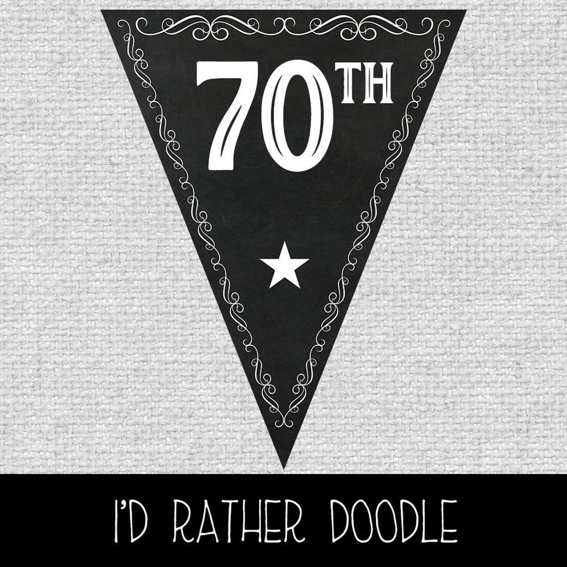 Vintage 70th Birthday Banner - 70th Birthday Pennant Banner - 70th ...