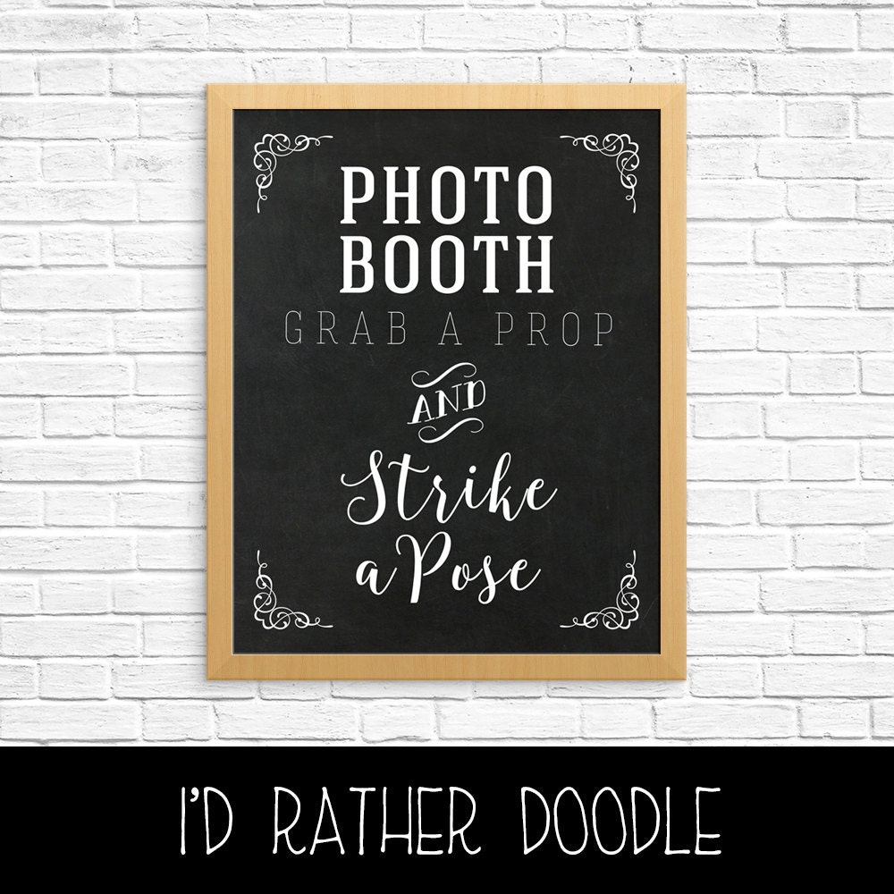 Photo Booth Wedding Sign Grab a Prop Strike a Pose Wedding | Etsy