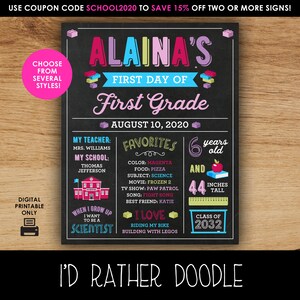 Boho First Day of School Sign - Personalized Chalkboard Photo Prop ...