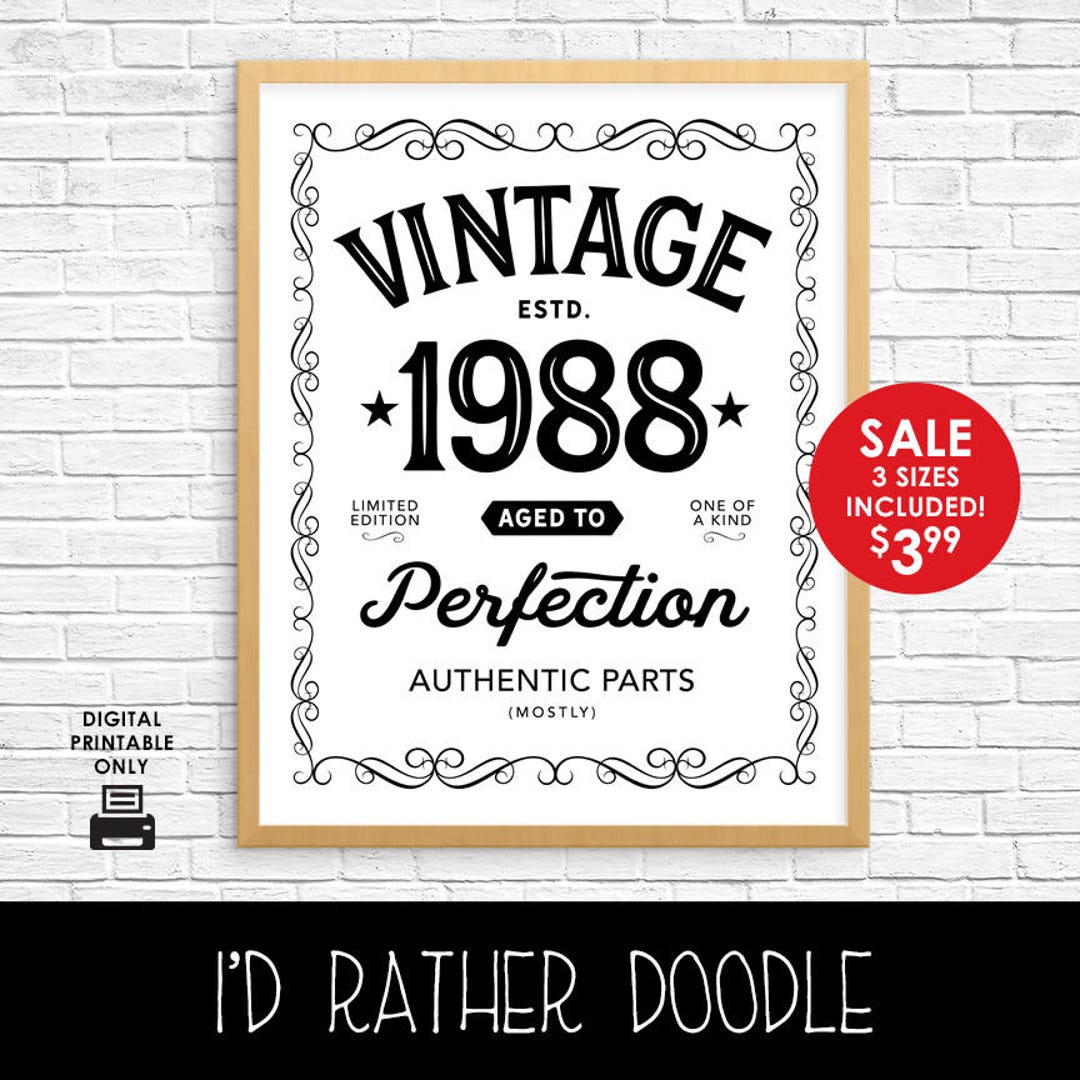 Aged to Perfection Sign - Vintage 1988 Sign - 1988 Sign - 31st Birthday ...