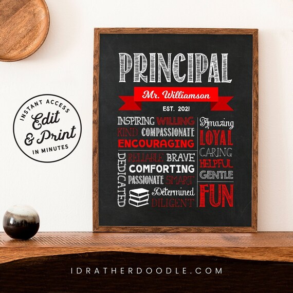 Editable Principal Chalkboard Sign Digital Printable | Etsy