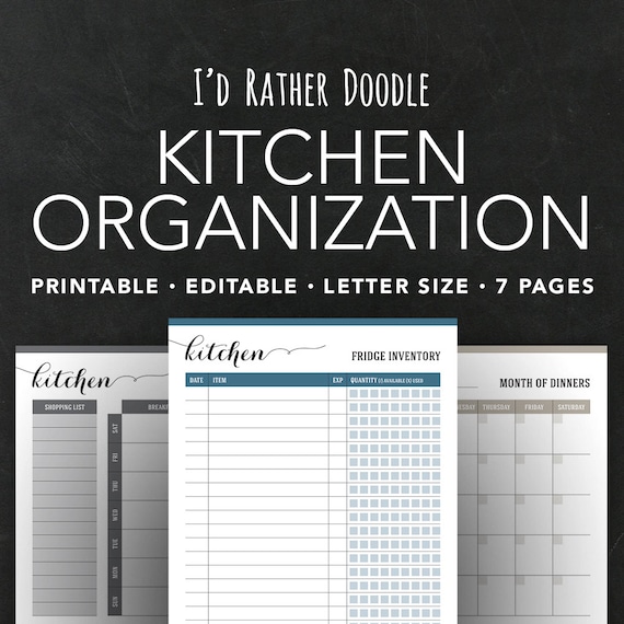 Printable Kitchen Organization Pages Kitchen Organizing | Etsy