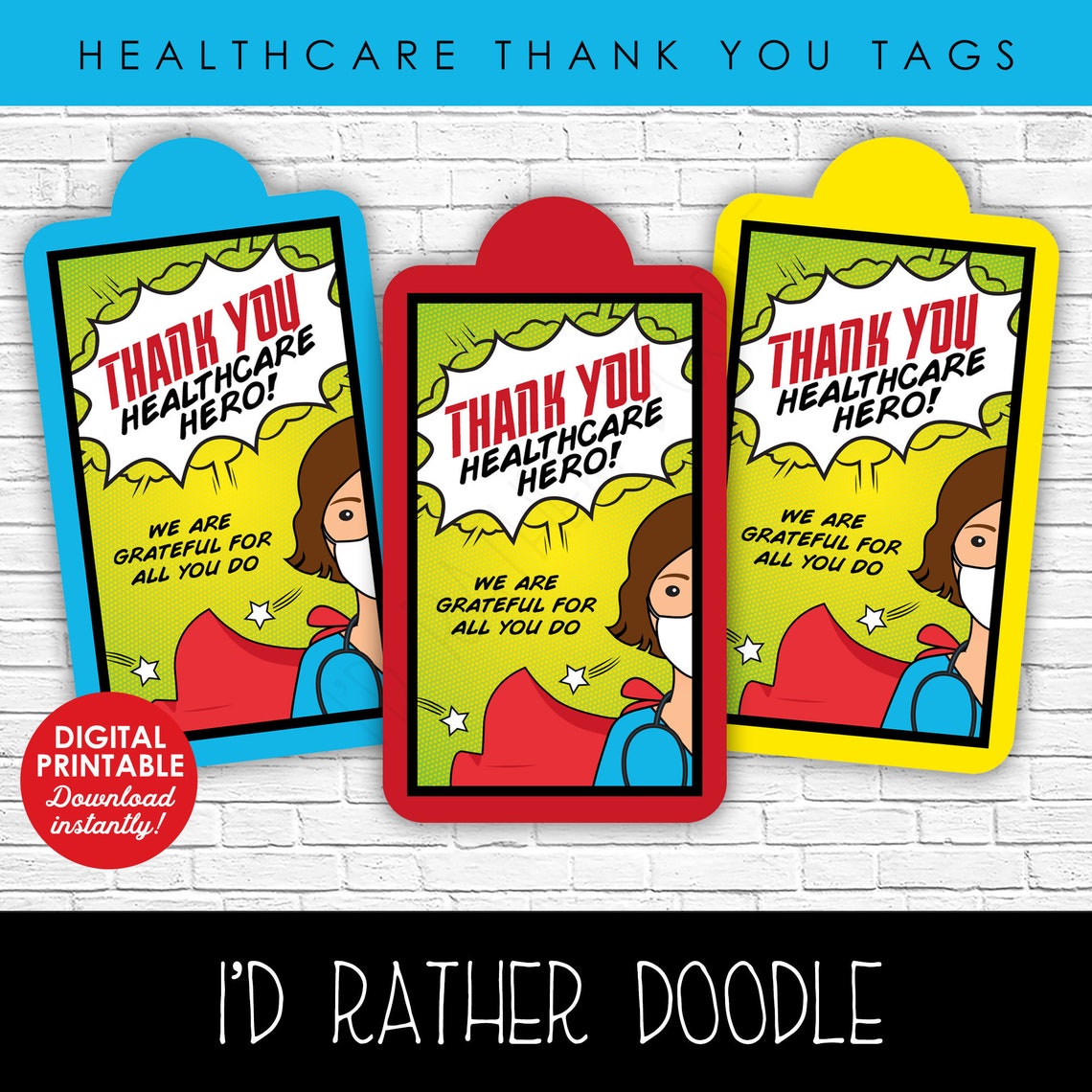 Thank You Healthcare Hero Tags - Healthcare Workers - First Responders ...