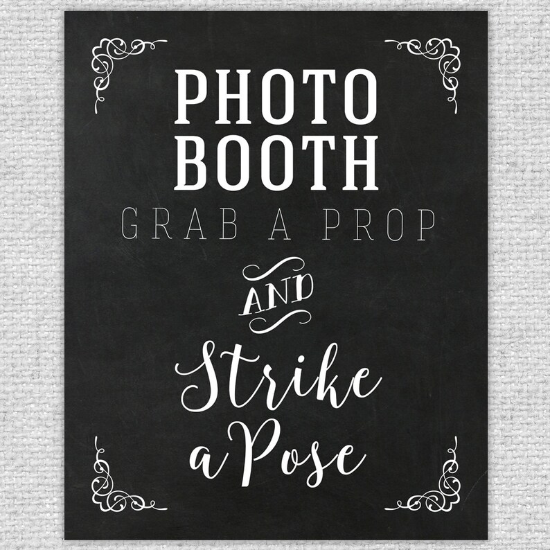 Photo Booth Wedding Sign Grab a Prop Strike a Pose Wedding - Etsy