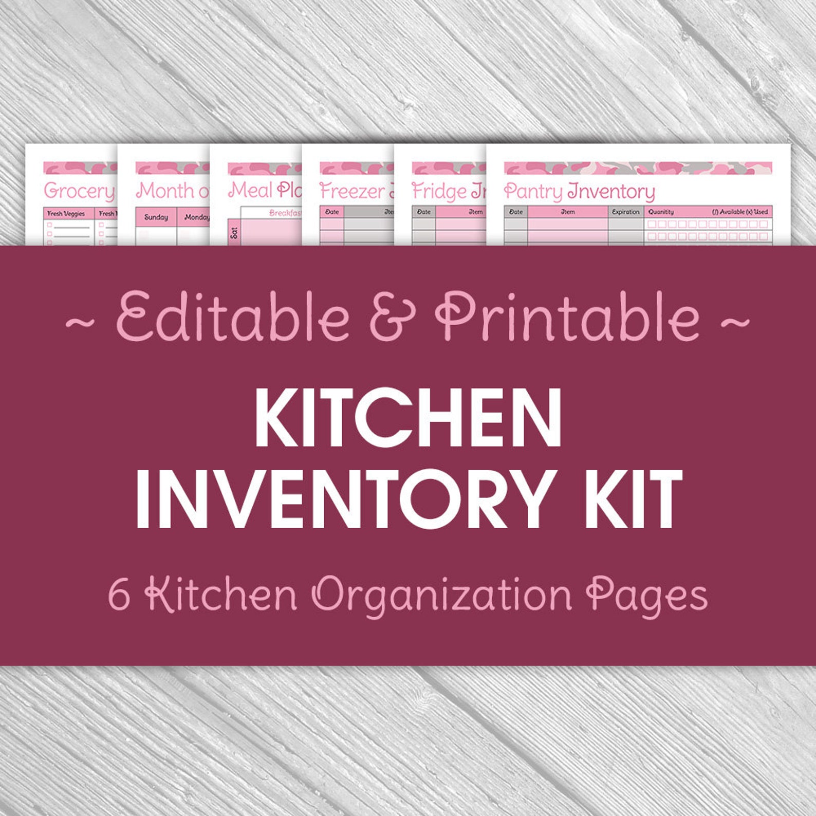 Printable Editable Kitchen Organization Kit 6 Pages Pantry, Fridge ...