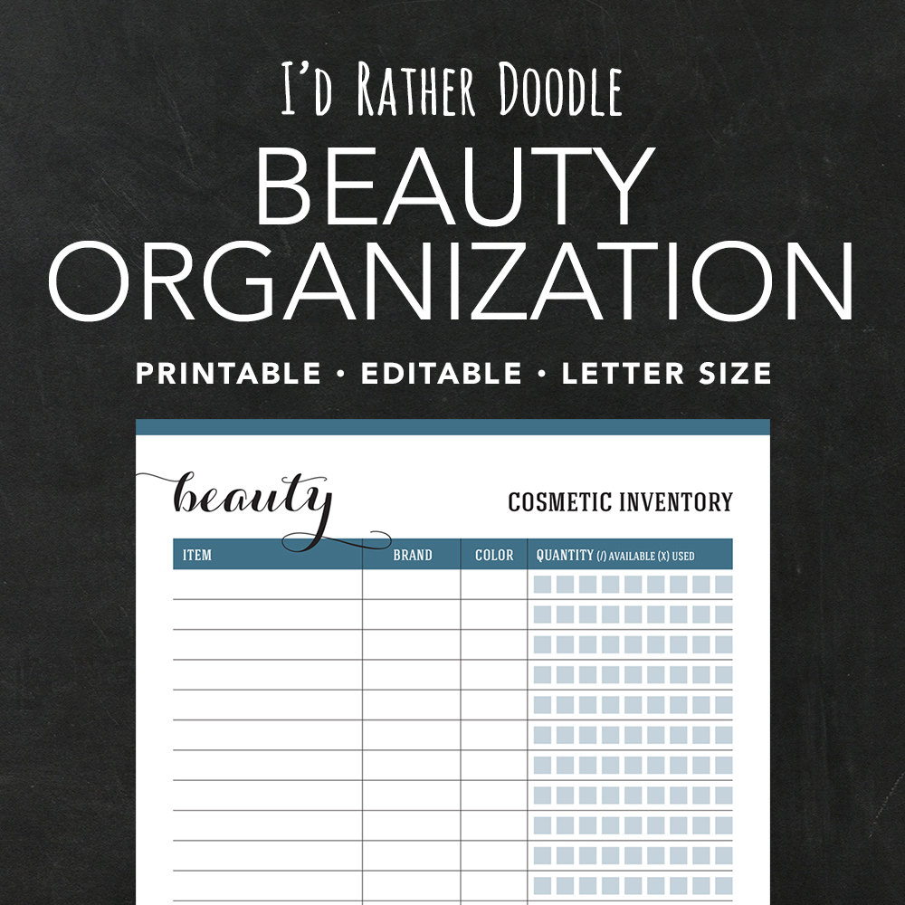 Printable Beauty Organization Pages - Cosmetic Inventory - Beauty ...
