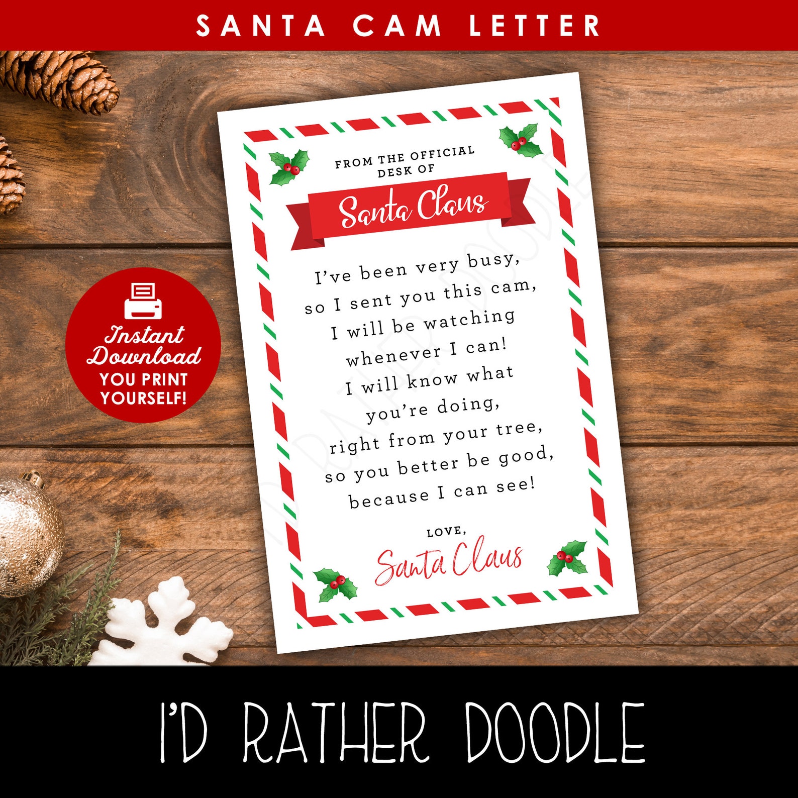 Santa Cam Letter Printable Letter From Santa - Etsy