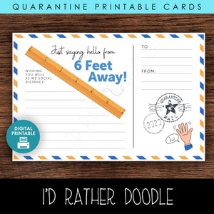 Quarantine Social Distancing Cards - Printable 6"x4" - 6 Styles Instant ...