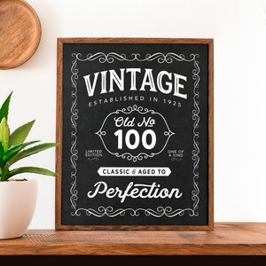 100th Birthday Vintage Whiskey Style Birthday Sign Old Number 100 Aged ...