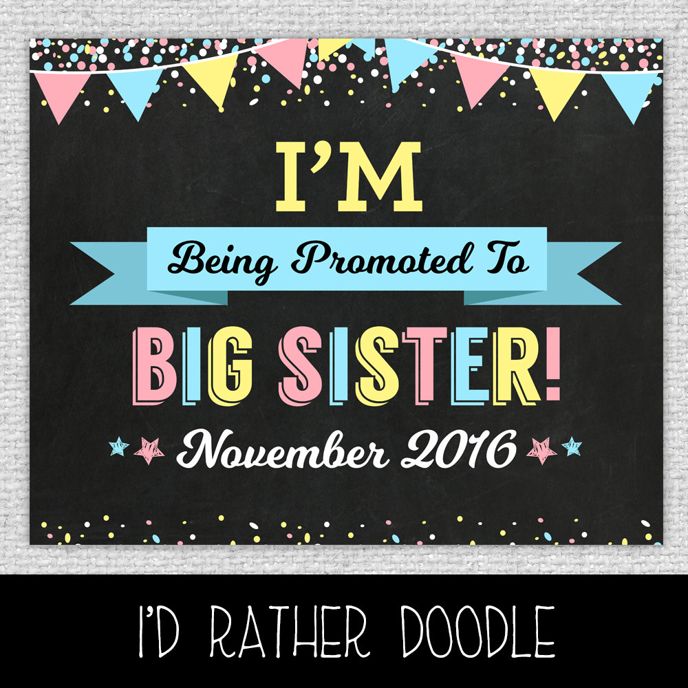 Promoted to Big Sister Sign - Pregnancy Announcement Sign - Printable ...