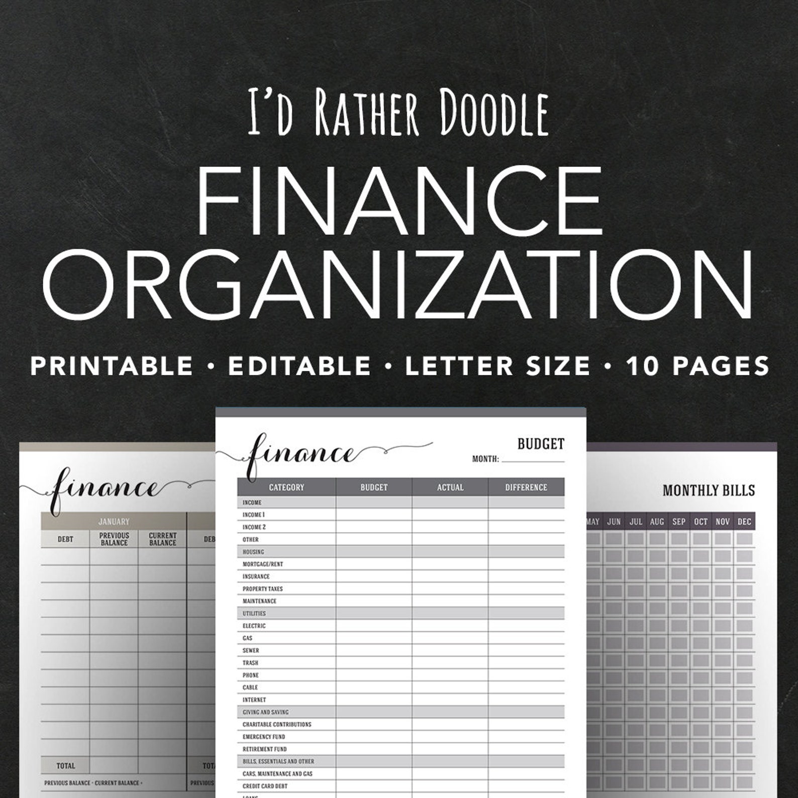 Printable Finance Organization Pages Financial Organizing Financial ...