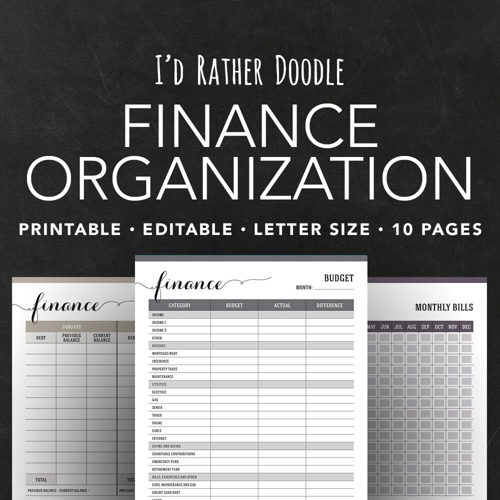 Printable Finance Organization Pages Financial Organizing | Etsy