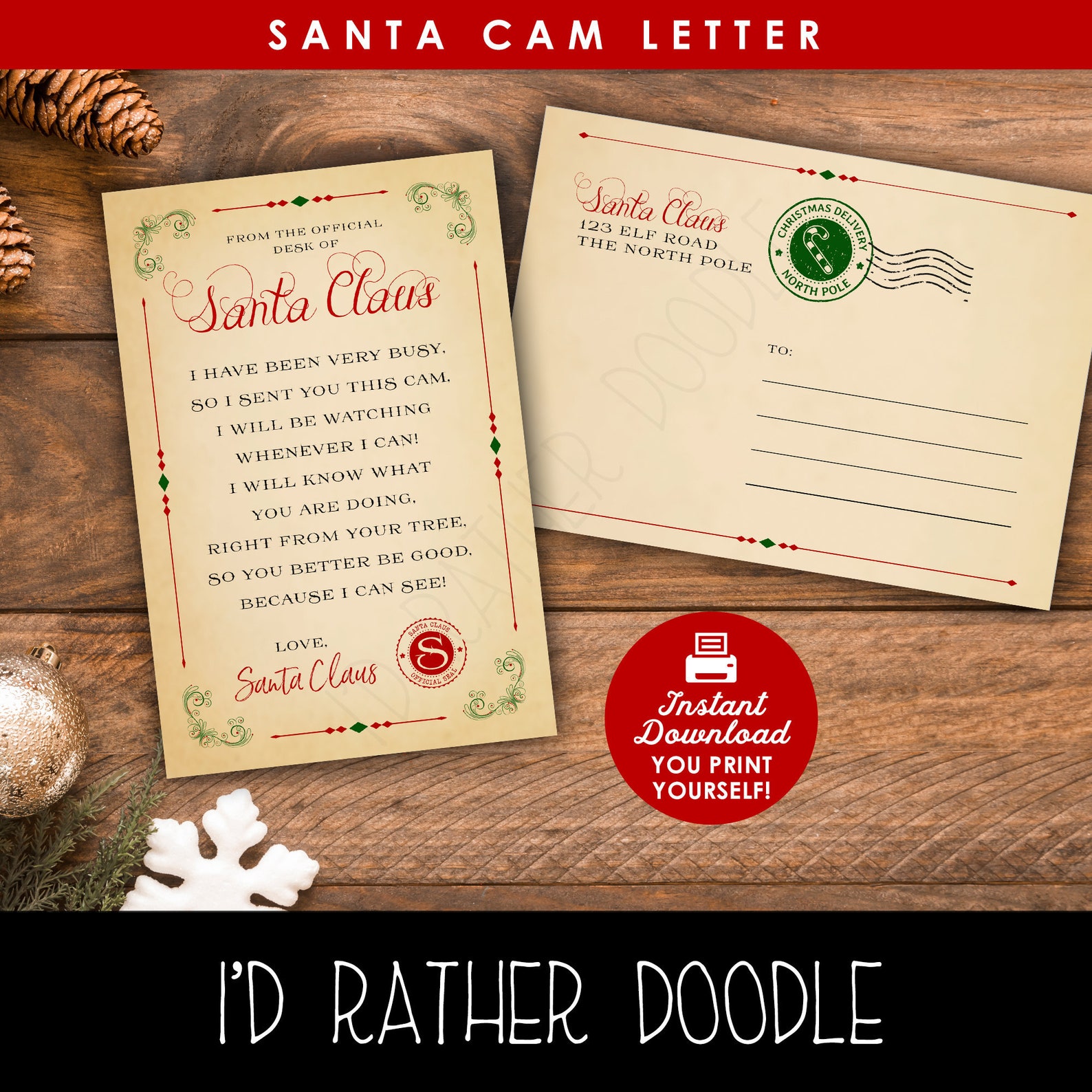 Santa Cam Formal Letter Printable Formal Letter From Santa - Etsy