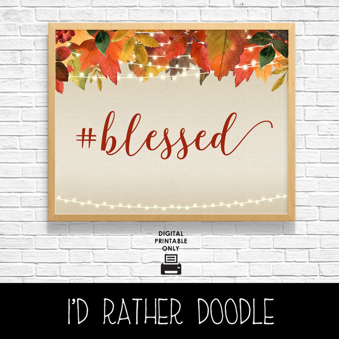 Letrero de Blessed imprimible Hojas y luces de acuarela Signo de Acción ...