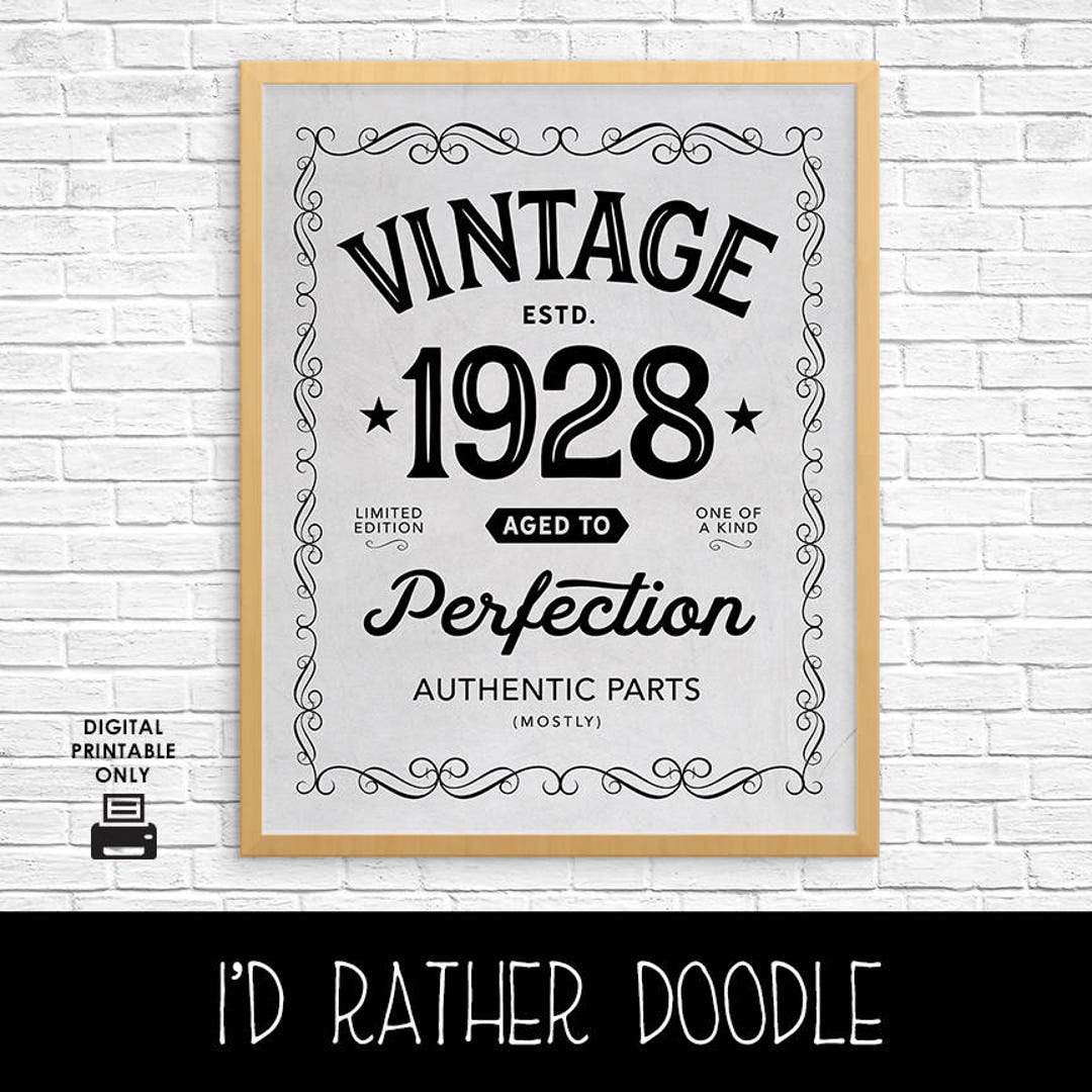 Aged to Perfection Sign - Vintage 1928 Chalkboard Sign - 1928 Sign ...