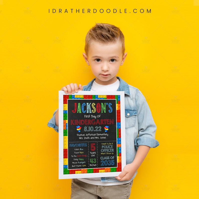 EDITABLE First Day of School Bricks Printable Chalkboard Sign - 8"x10 ...