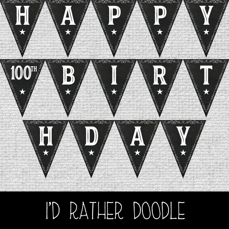 Vintage 100th Birthday Banner - 100th Birthday Pennant Banner - 100th ...
