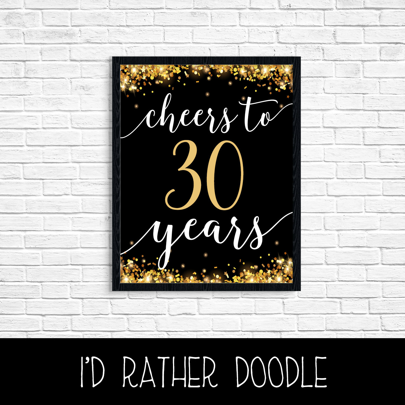 Cheers to 30 Years Printable Gold Glitter Sign 30th | Etsy