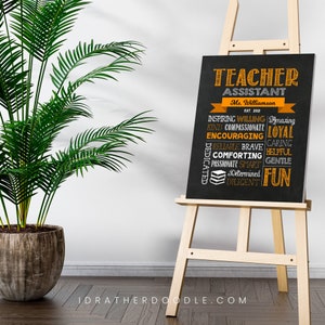 Editable Teacher Assistant Chalkboard Sign - Digital Printable ...