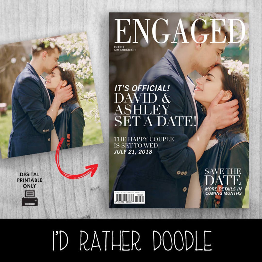 Magazine Cover - Engaged Announcement Printable - Save the Date ...