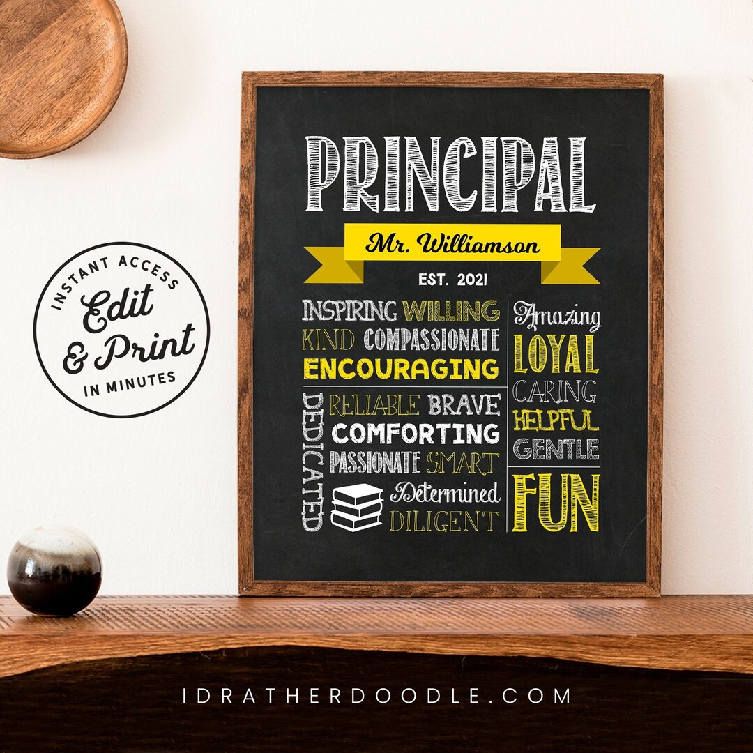 Editable Principal Chalkboard Sign - Digital Printable - Principal ...