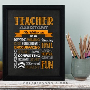 Editable Teacher Assistant Chalkboard Sign - Digital Printable ...